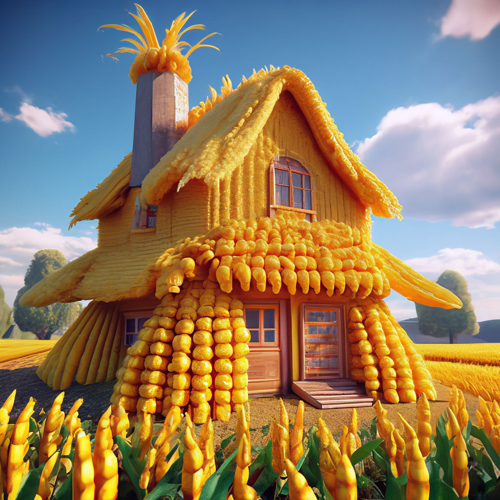 "3d corn house" — image created in Shedevrum