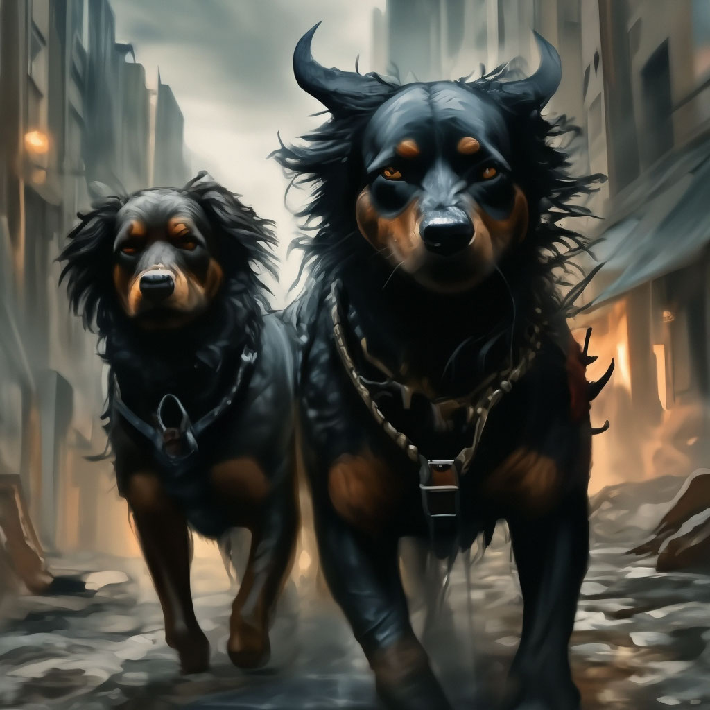 "Dragon dogs" — image created in Shedevrum