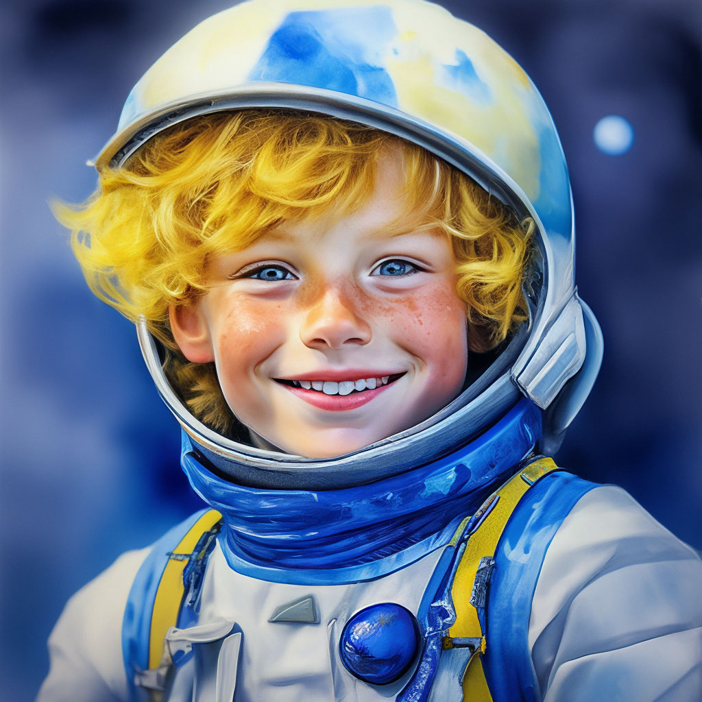 "Watercolor drawing, photo portrait photorealism, dunno on the moon ...