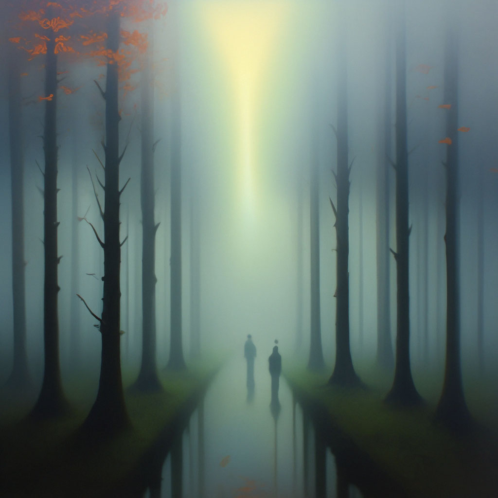 "Fog, forest, squares." — image created in Shedevrum