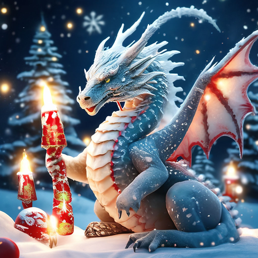 "Dragon dragon snowflakes Christmas tree Santa Claus Snow Maiden ...