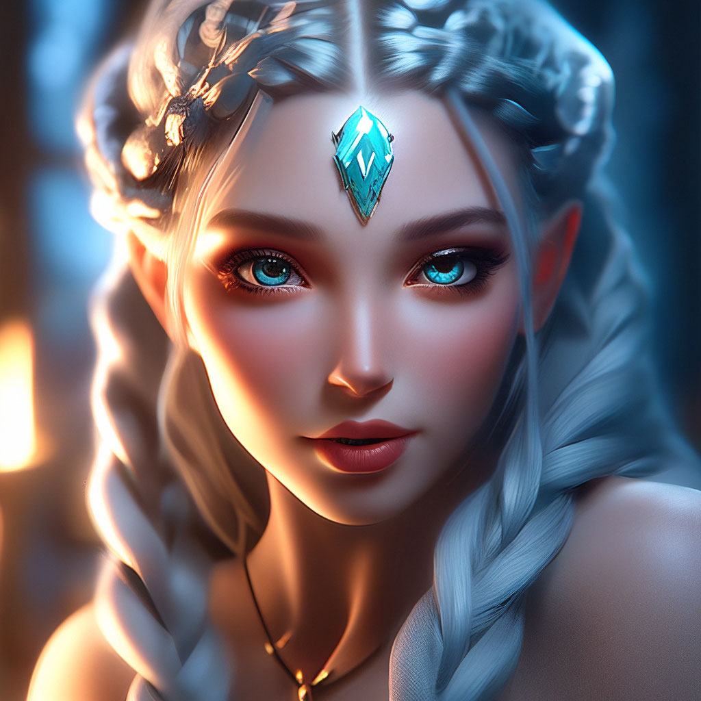 "Cute elf creature with braids .A seductive elf with cerulean eyes ...