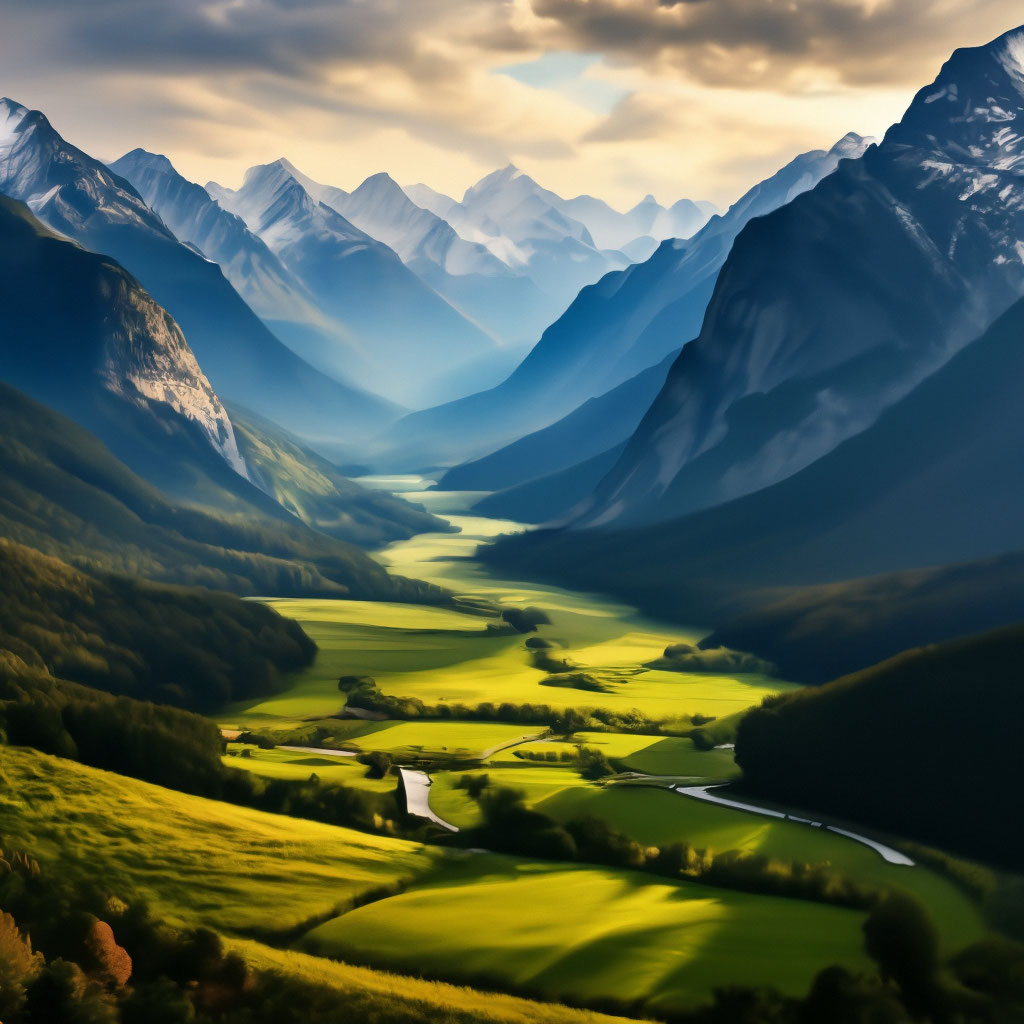 "The valley is a wonderful valley" — image created in Shedevrum