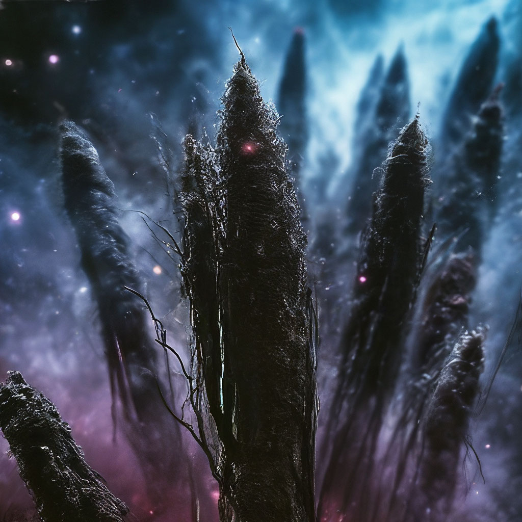 "Coal dust,black fractal filaments, coal cattail consisting of black ...