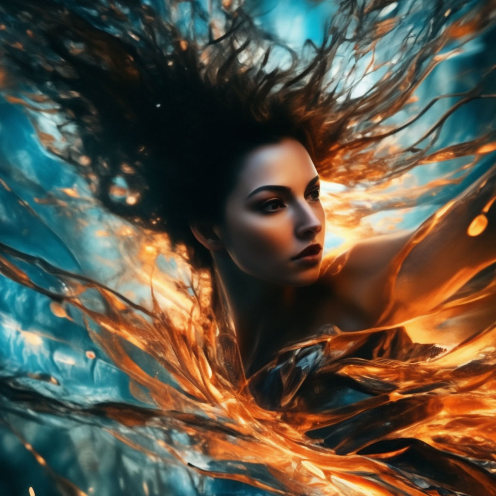 "Filigree luminous aerial surrealism, silence in the dark, expression ...