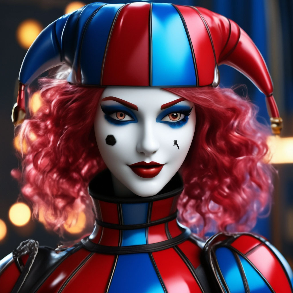 "🎪digital circus🎪 cartoon doll Harlequin woman, red-blue Harlequin with ...