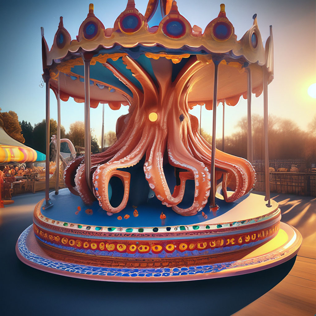 "Children's carousel hybrid octopus, professional photo, 4k, beautiful ...
