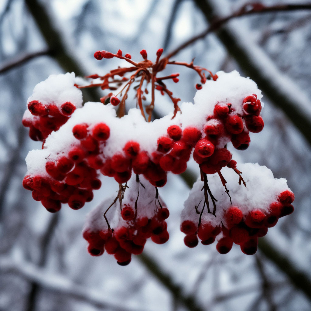 "Mountain ash in the snow" — image created in Shedevrum