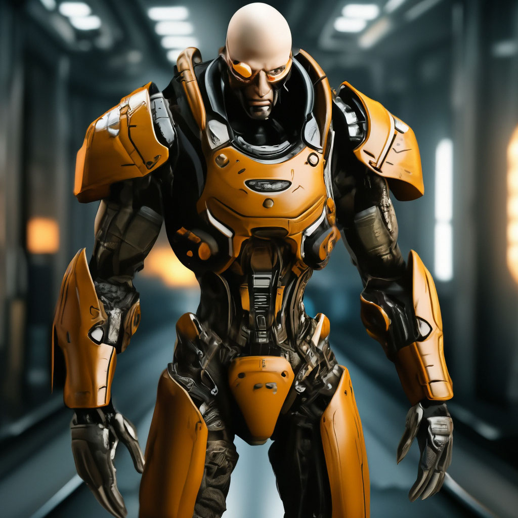 "Full-length, cyborg, quake 4 style, strogg" — image created in Shedevrum