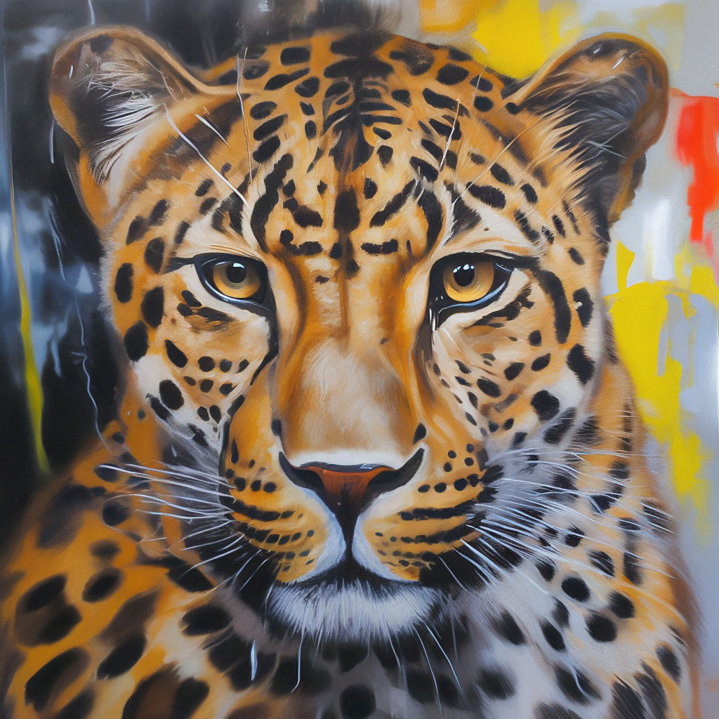 "Leopard take selfies, shiny brown eyes, painting,temperament, colorito ...