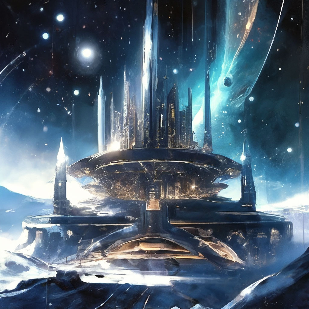 "Erentyu Futuristic castle, Biomechanical space alien legendary, flying ...