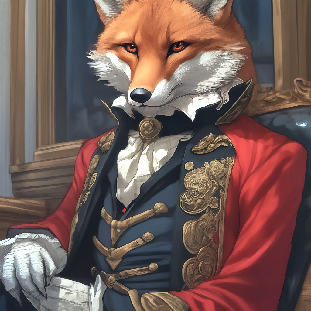 "Anthropomorphic fox, dressed like a vampire aristocrat of the 19th ...