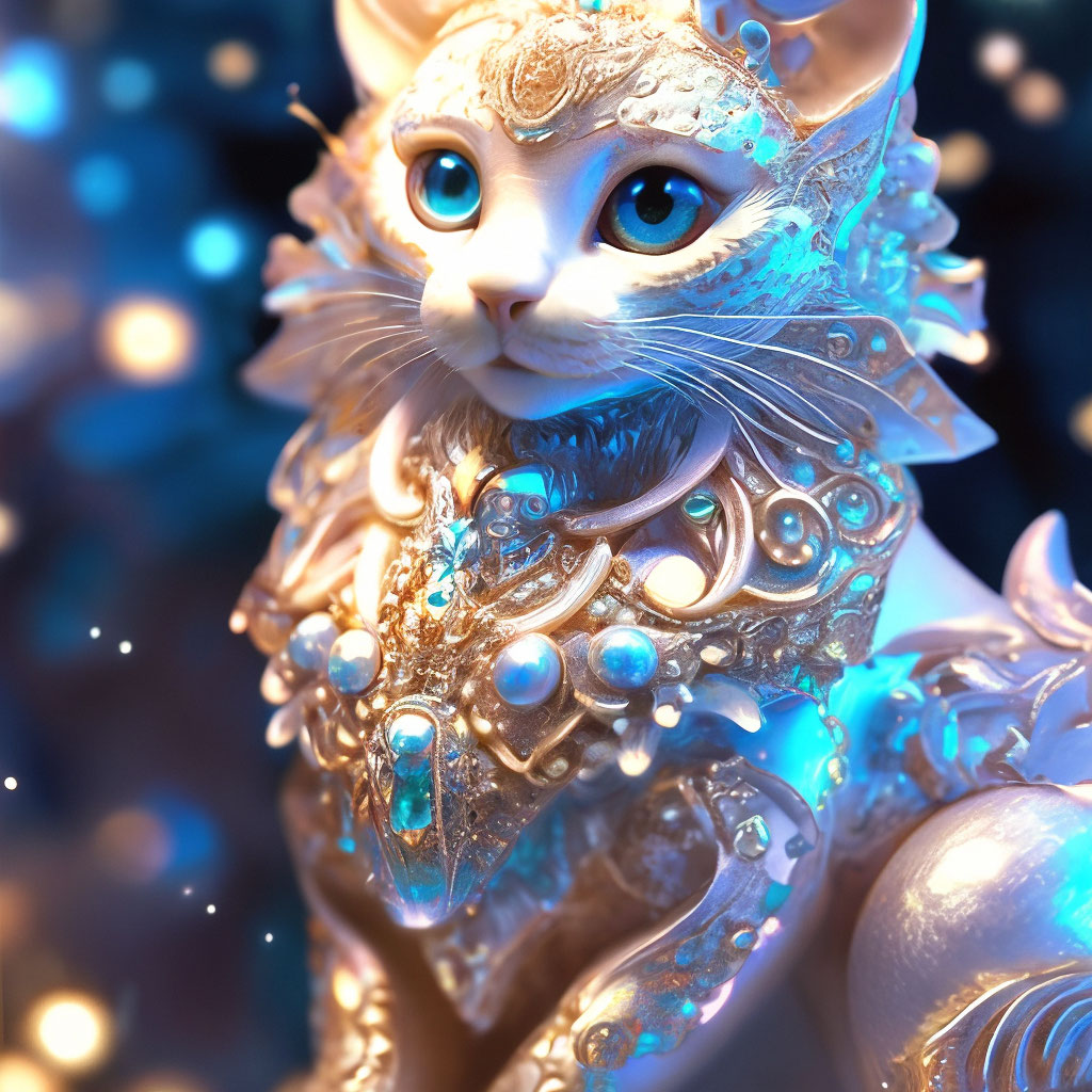 "Fantastic,elfin cat, radiance from within mother-of-pearl clouds ...