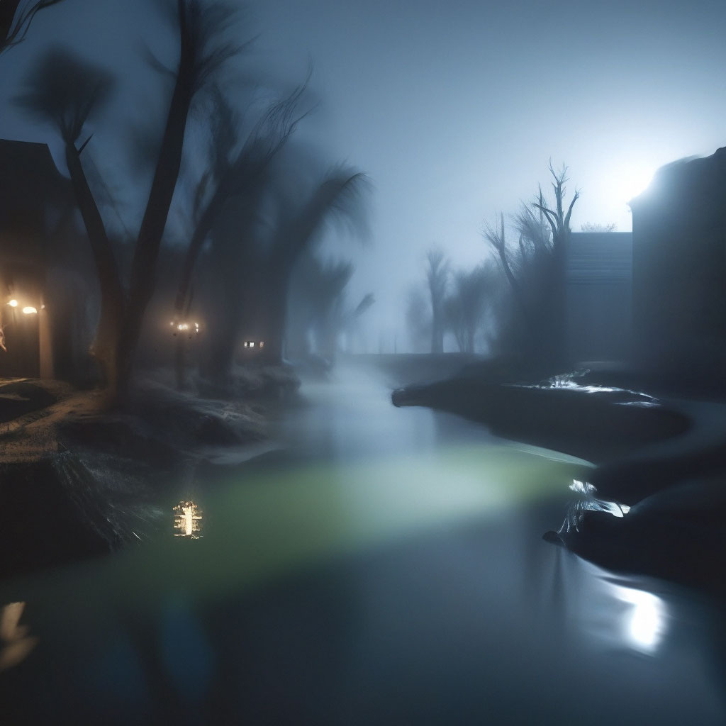 "Cholera river, poisoned water, dim lighting, ISO 100, 4k, professional ...