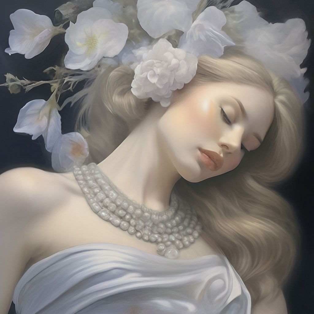 "Crystal flowing wax pastel, grisaille, silk embroidery, mother of ...