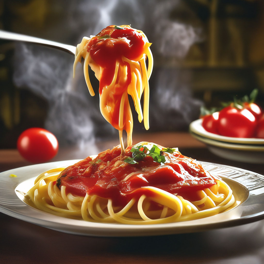 "Very appetizing hot steaming spaghetti pasta in Italian with tomato ...