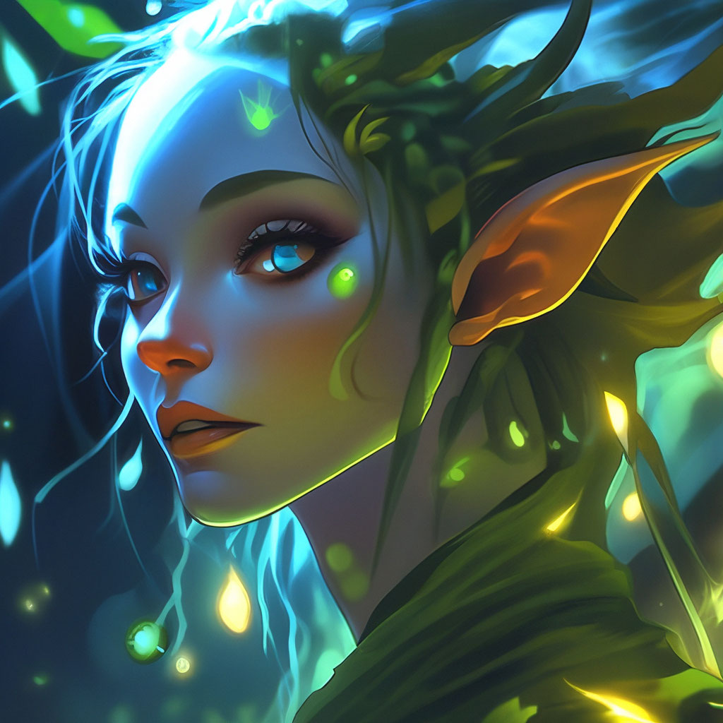 "Elf cartoon, atmospheric,Backlight, Lighting, detailed drawing ...