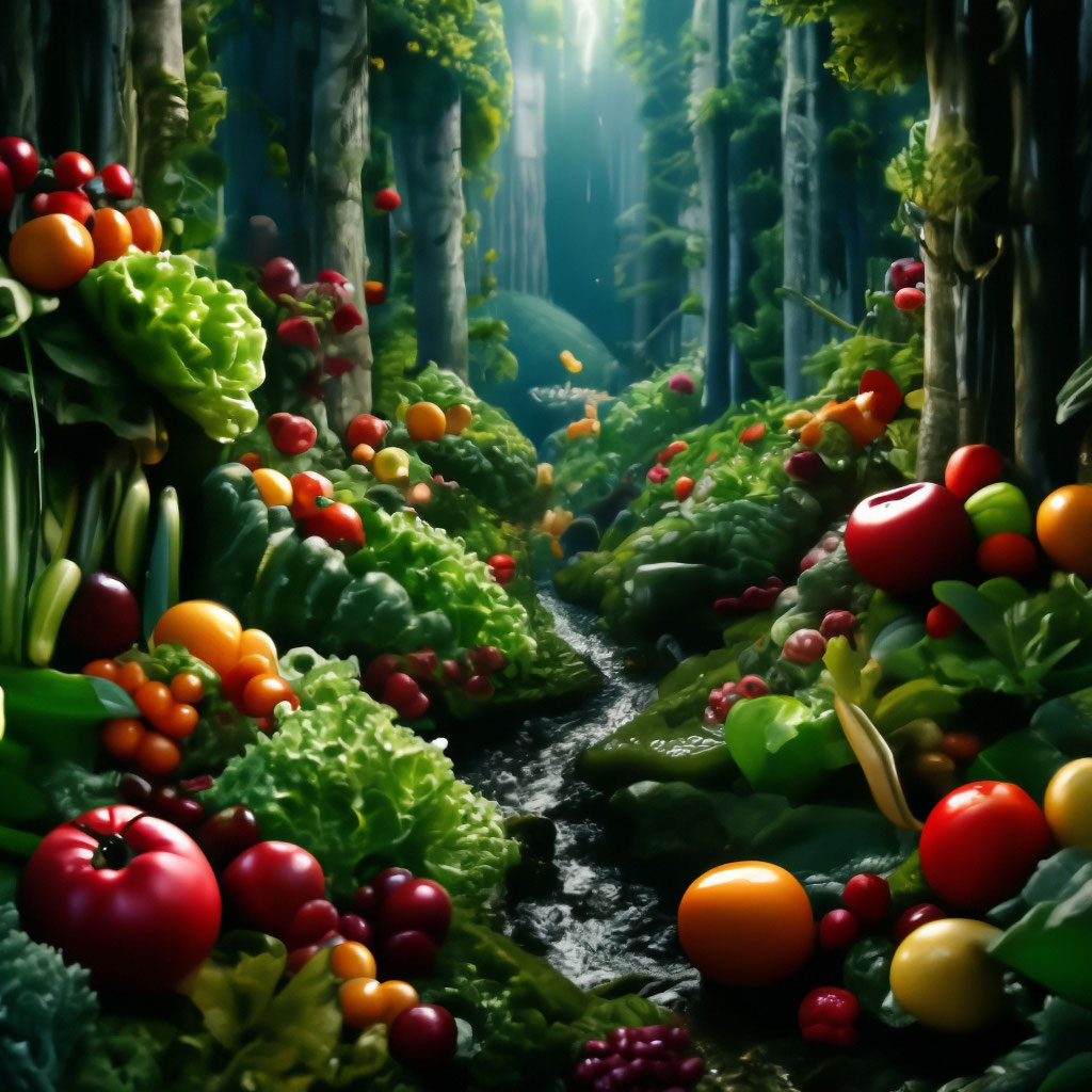 "Forest of fruits and vegetables" — image created in Shedevrum