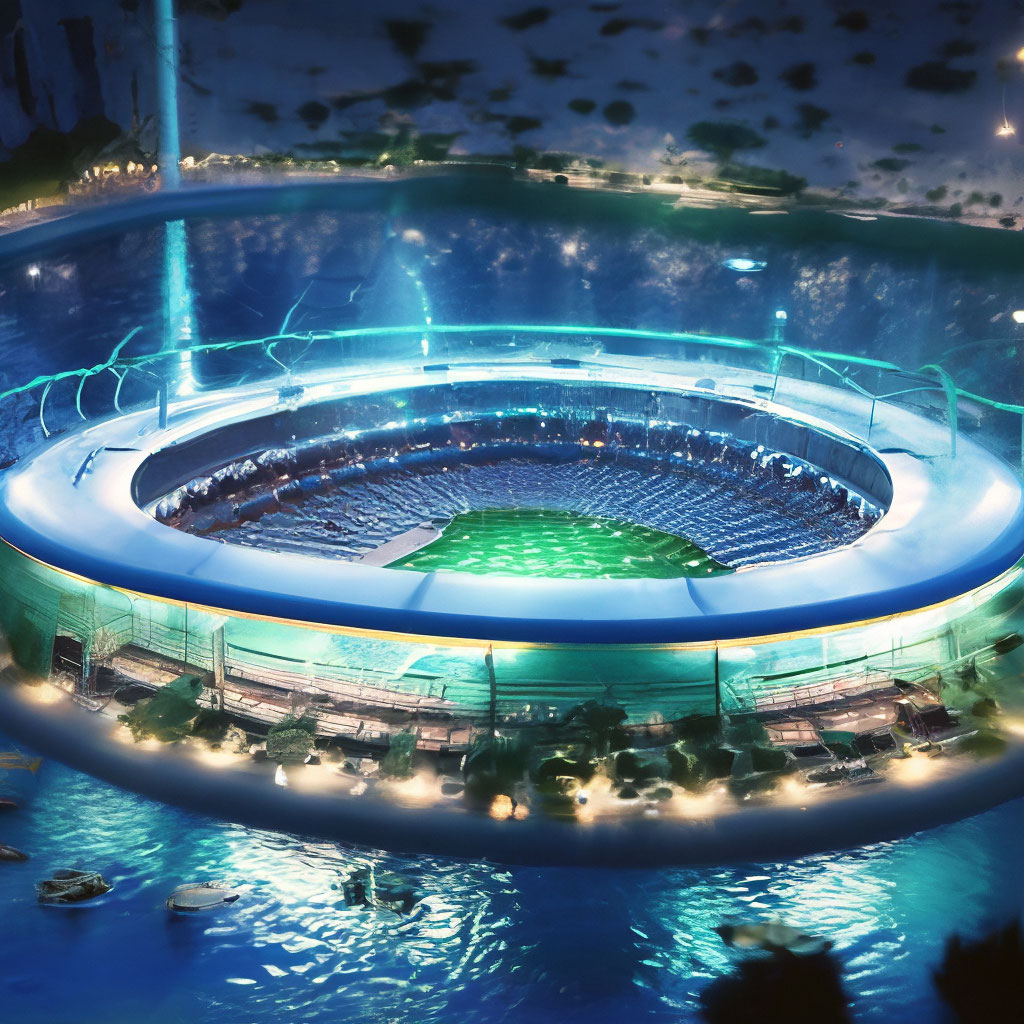 "Underwater stadium" — image created in Shedevrum