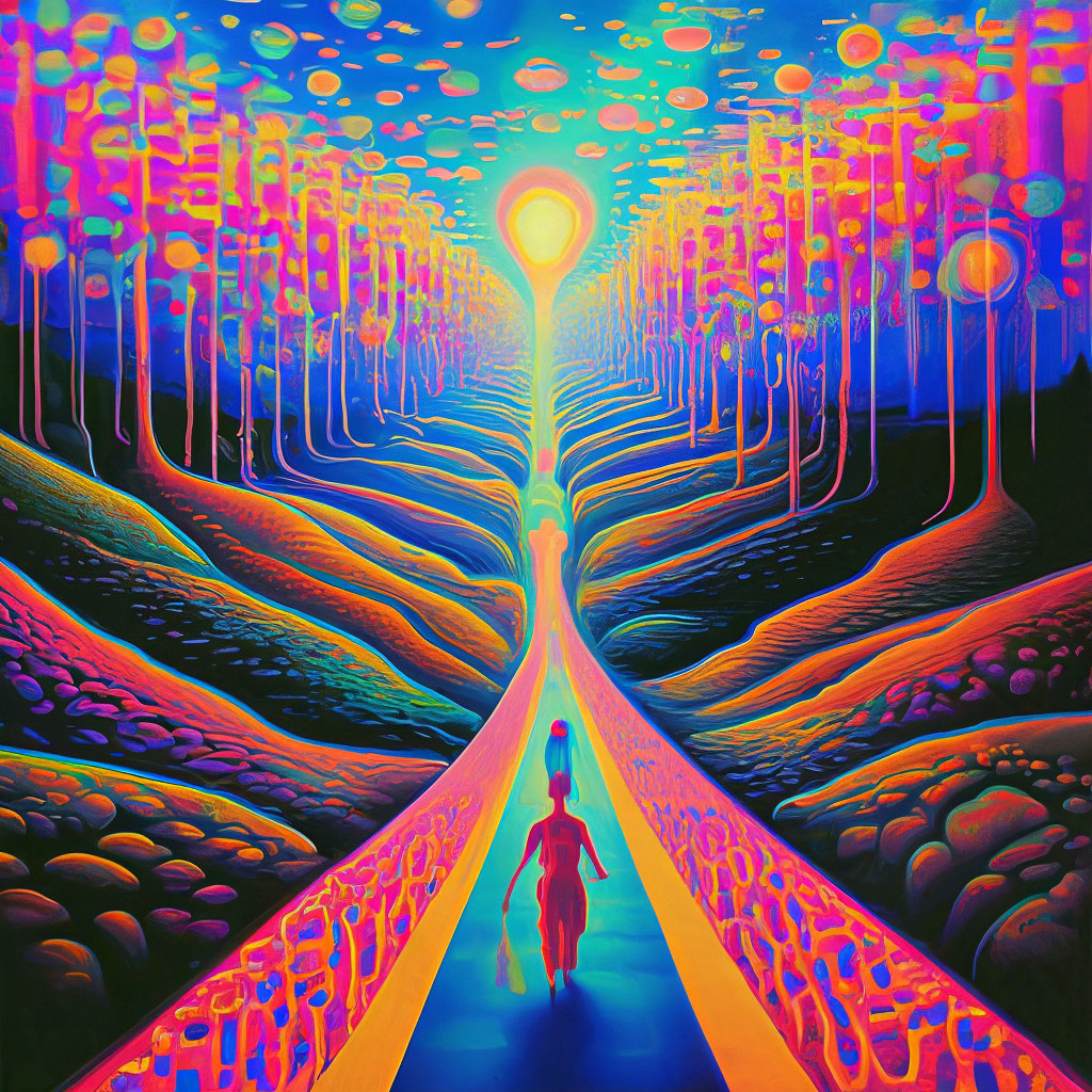 "Lysergic acid road beckons me" — image created in Shedevrum