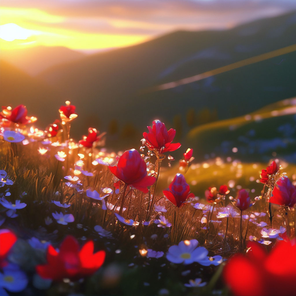 "In the distance I see mountains, beautiful flowers on them, and let ...
