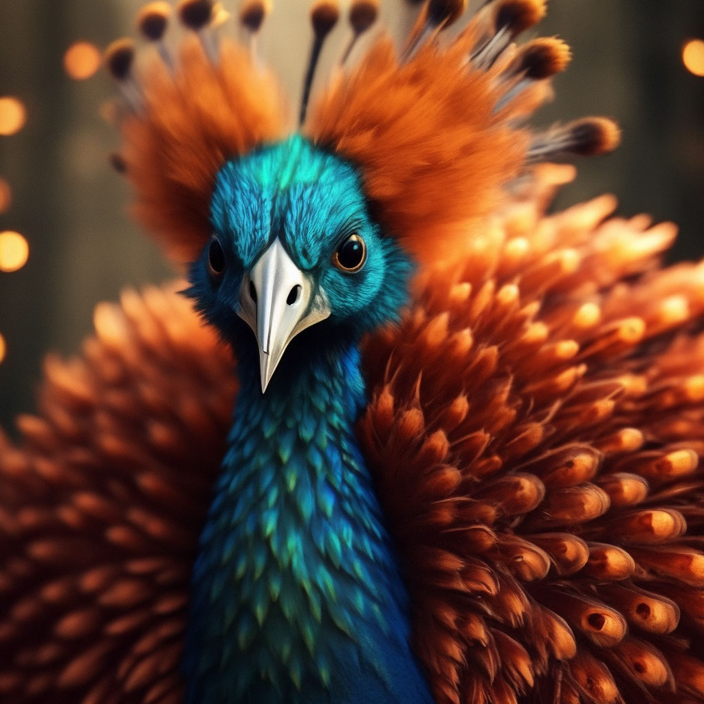 "Fabulous fluffy phoenix bird + peacock hybrid" — image created in ...