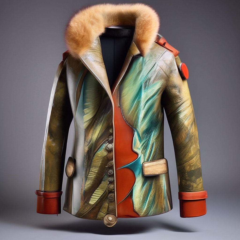"Fish skin jacket" — image created in Shedevrum