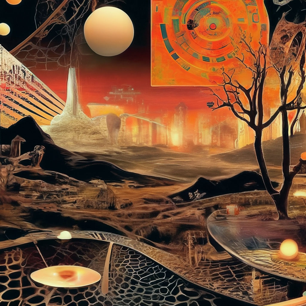 "Abstract retro Landscape. The pathological anatomy of history The dust ...