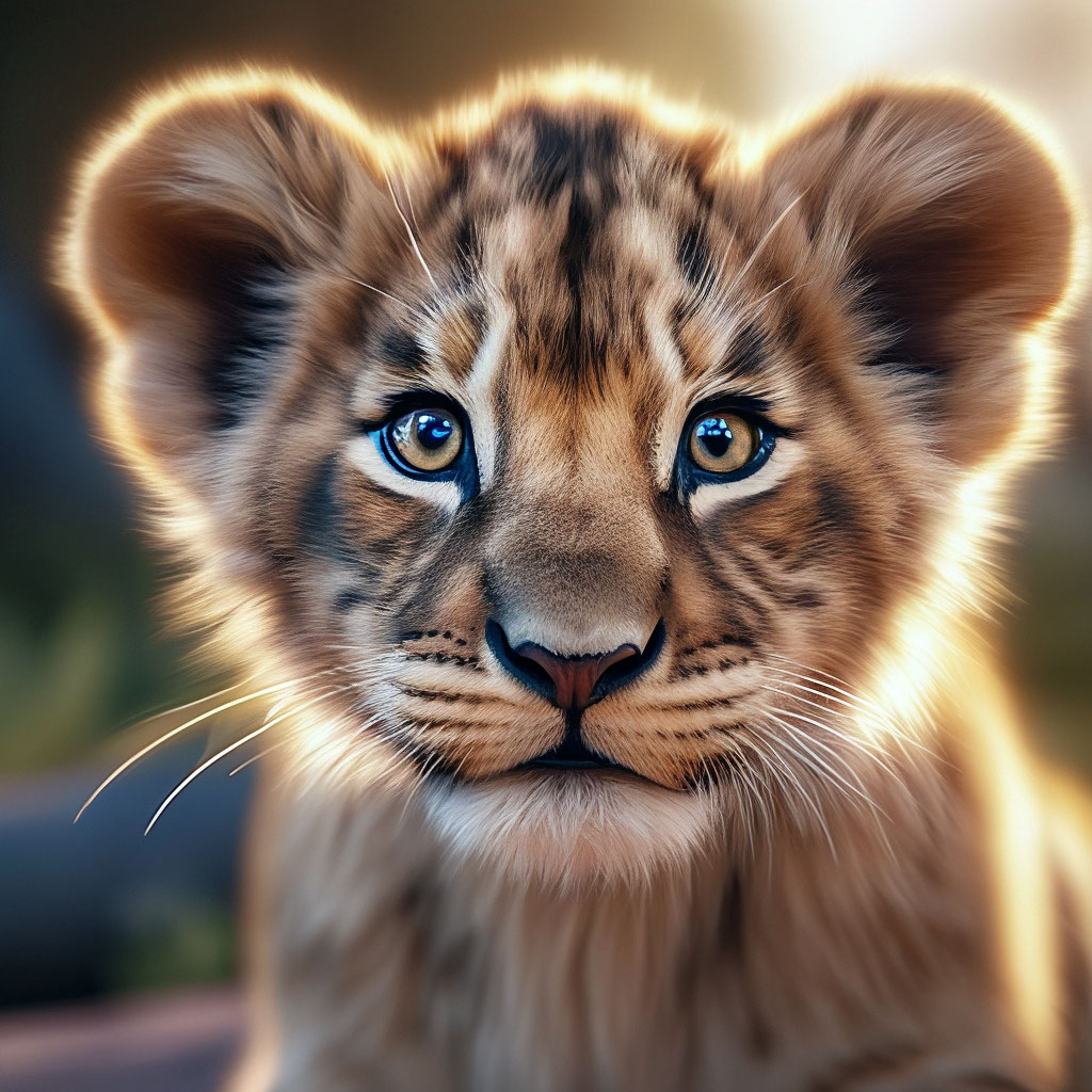 "Cute, beautiful, hyper realistic, detailed lion cub,with beautiful ...