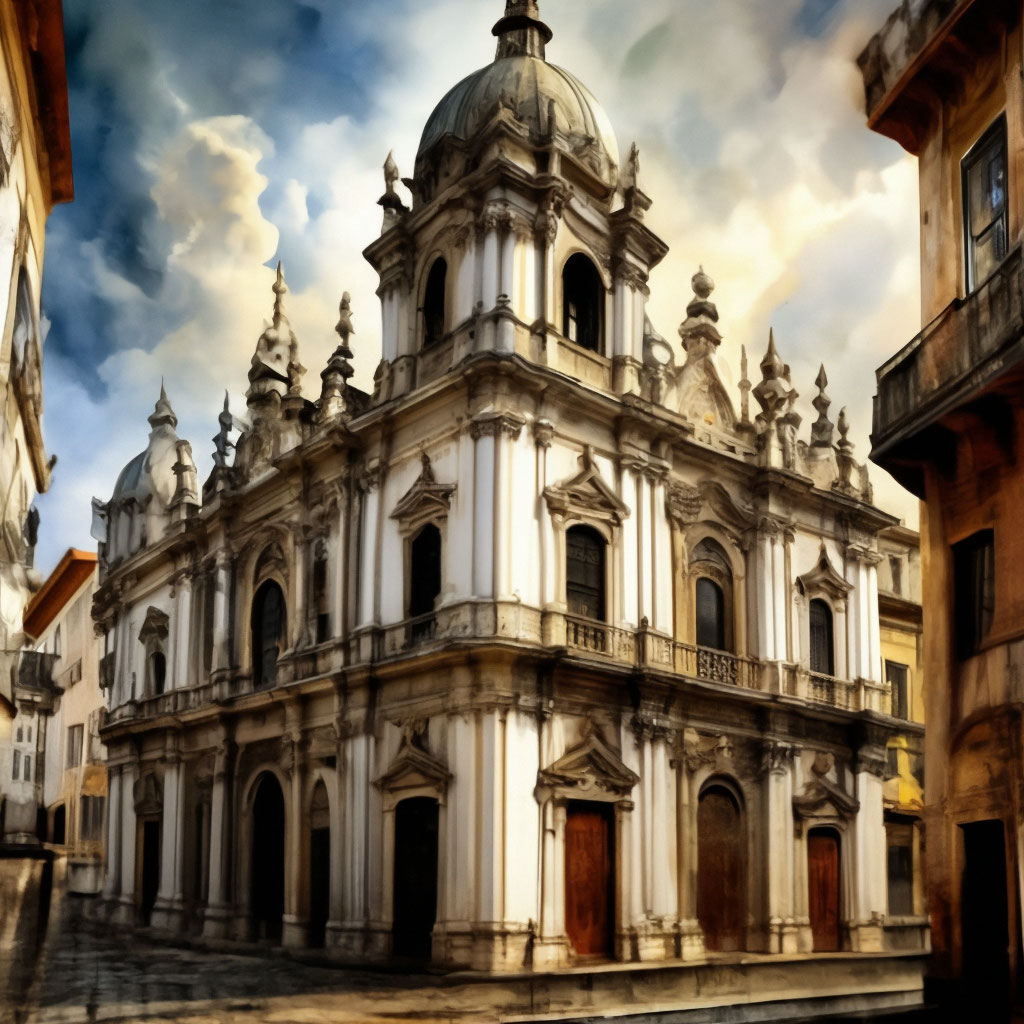 "Daub watercolor, ink, nervously, architecturisto, ancient Brazilian ...