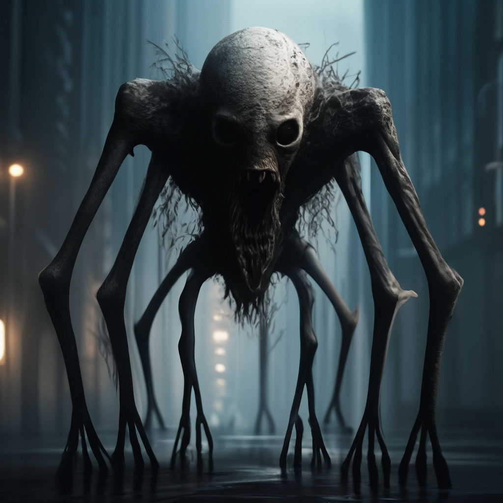 "Monster long legs, horror" — image created in Shedevrum