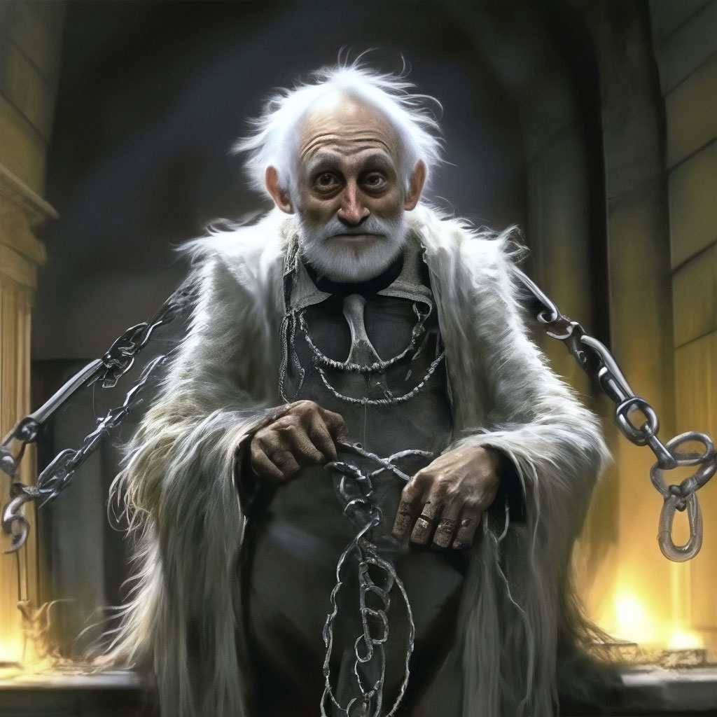 "The Canterville ghost is a decrepit skinny shaggy old man with chains ...