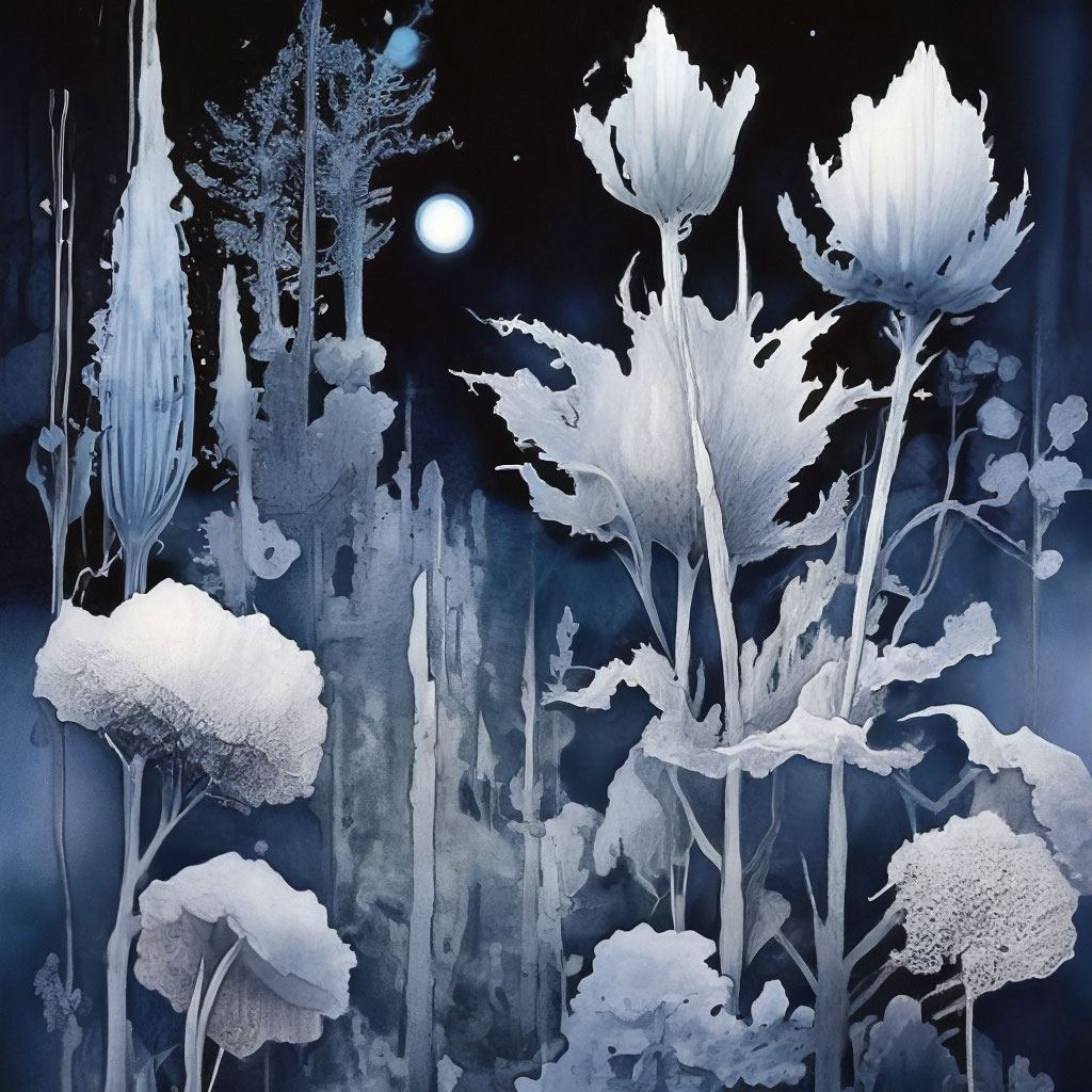 "Night,frost,absurdity,grotesque,engraving+delicate watercolor + vector ...