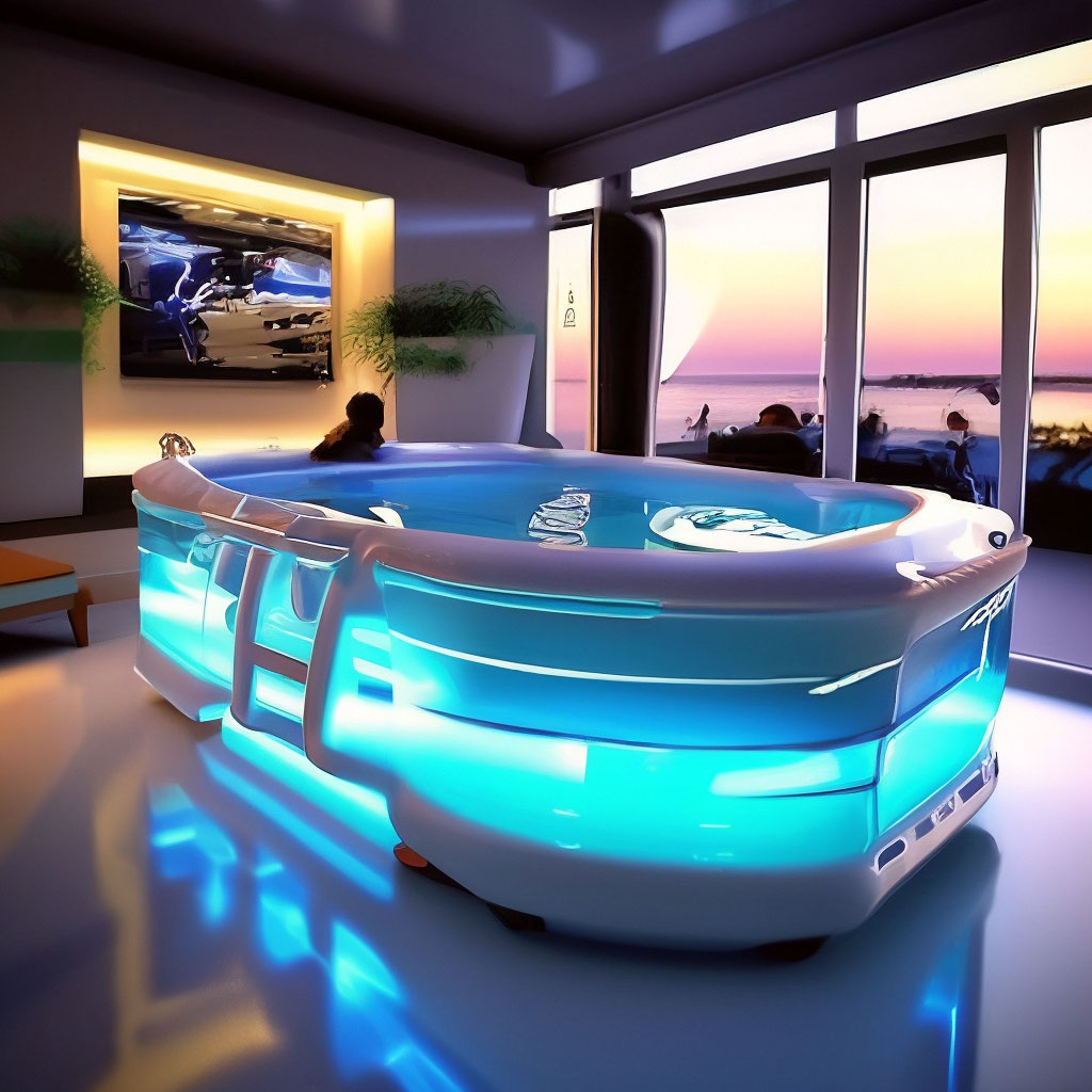 "Acrylic aqua jacuzzi of the future, v8, 4x4, liquid crystal display ...