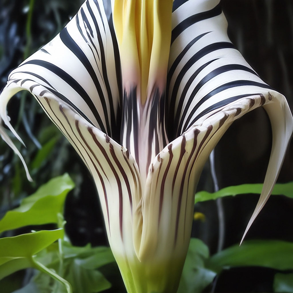 "Anthropomorphic cringe creep flower amorphophallus erectus with ...