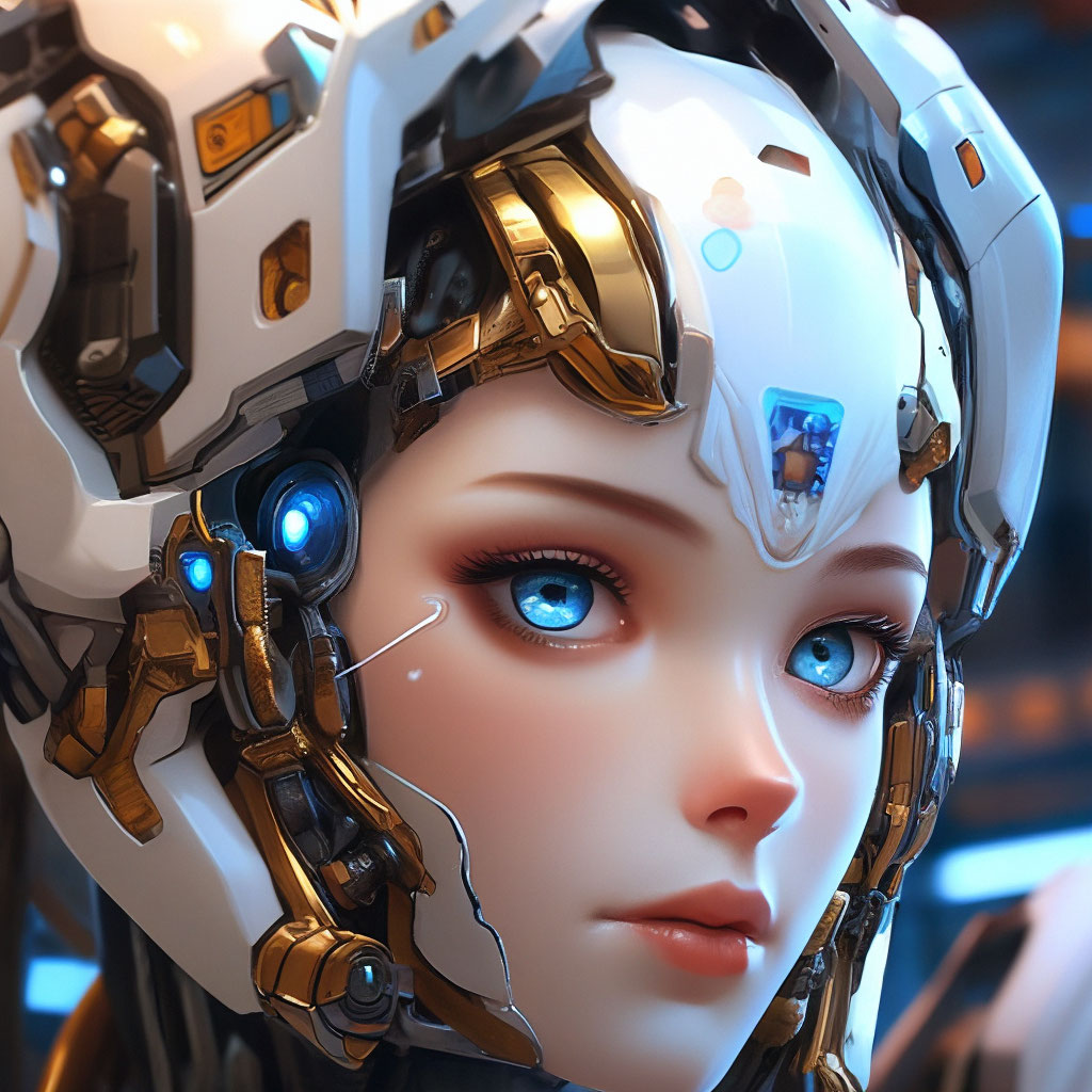 "The most beautiful robot girl in the world! detail, focus on the eyes ...