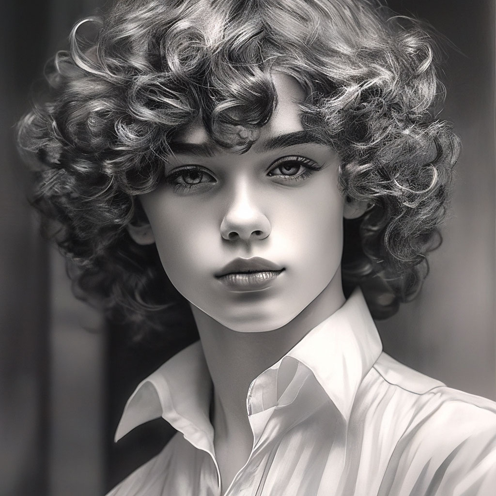 "Boy 15 years old, elegant,lots of details,thin contour. black and ...