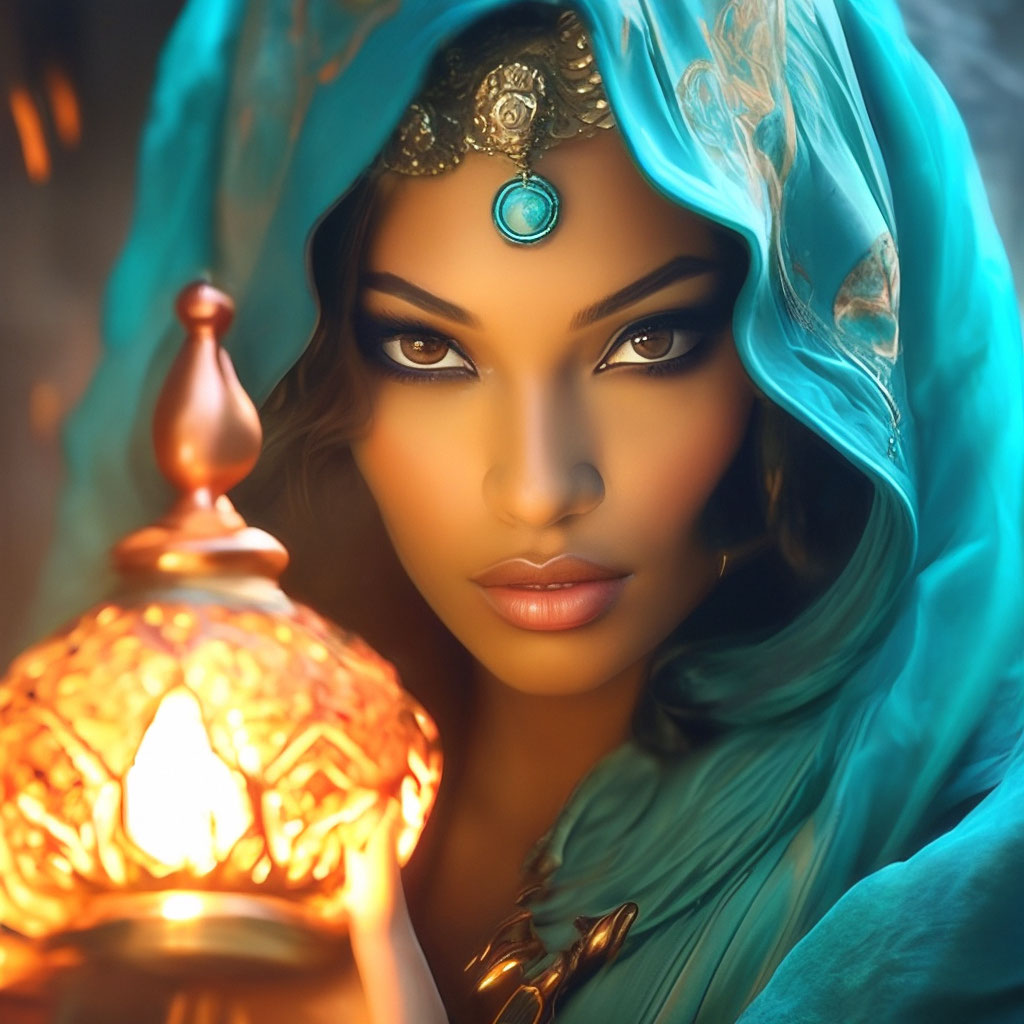 "Tales of the East, a demonic Genie, a girl, delicate skin, very ...