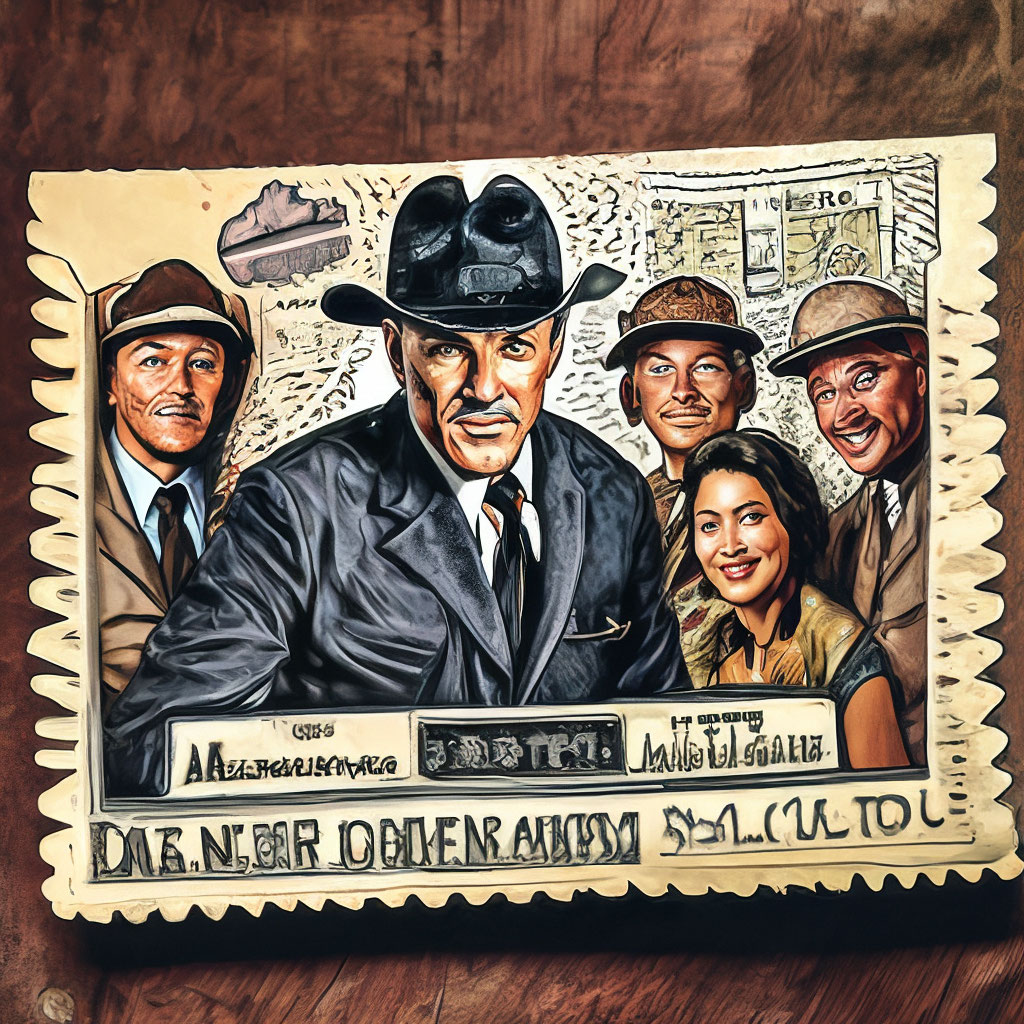 "A postage stamp with a serrated cropped frame and darkened edges is ...