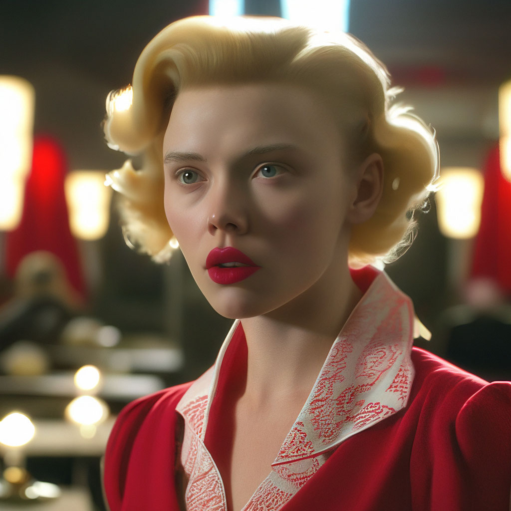 "Scarlett Y kinovoin movie Lucy" — image created in Shedevrum