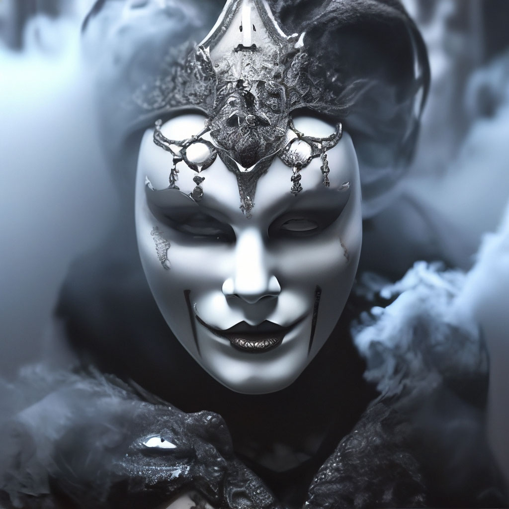 "Hyperrealism, foggy, consisting of smoke spectacular evil buffoon ...