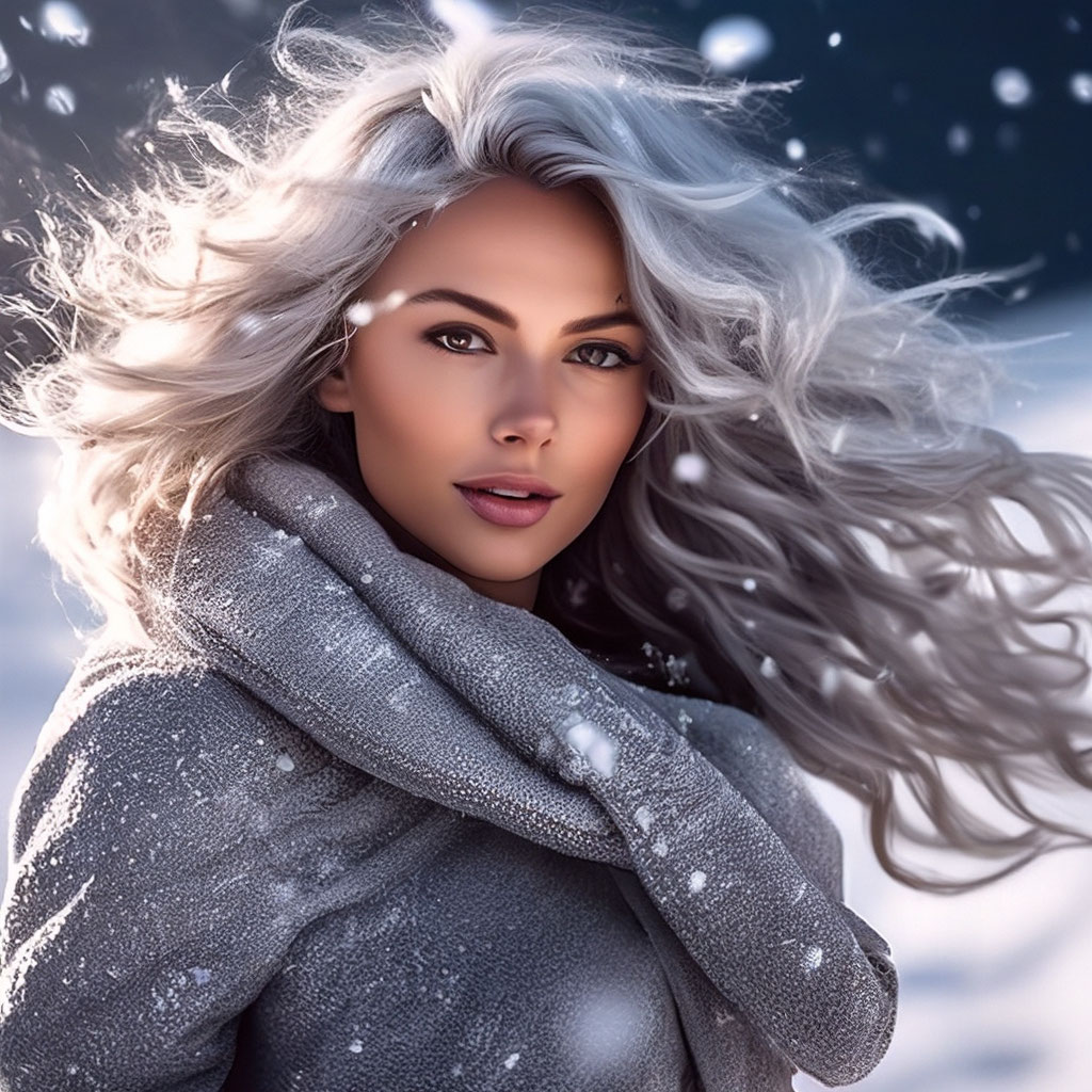 "Good mood! Powerful snowstorm in the form of a beautiful girl, silver ...