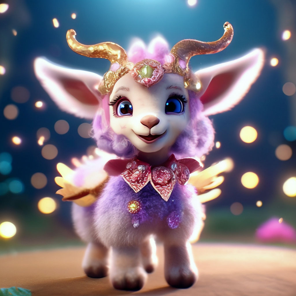 "Cute fluffy goat fairy in Winks style in a fairy costume with wings ...