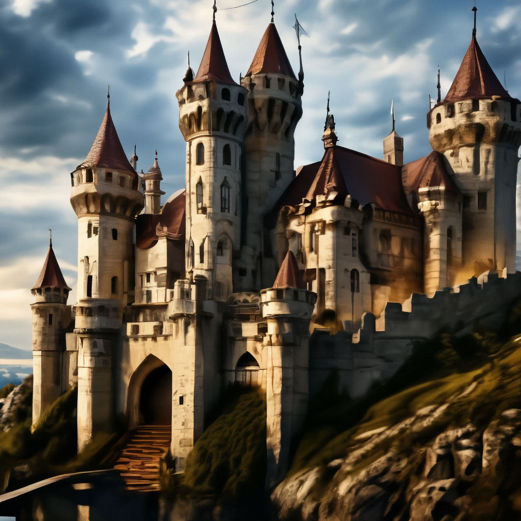 "Medieval castle, beautiful, realistic, close-up, high detail, high ...