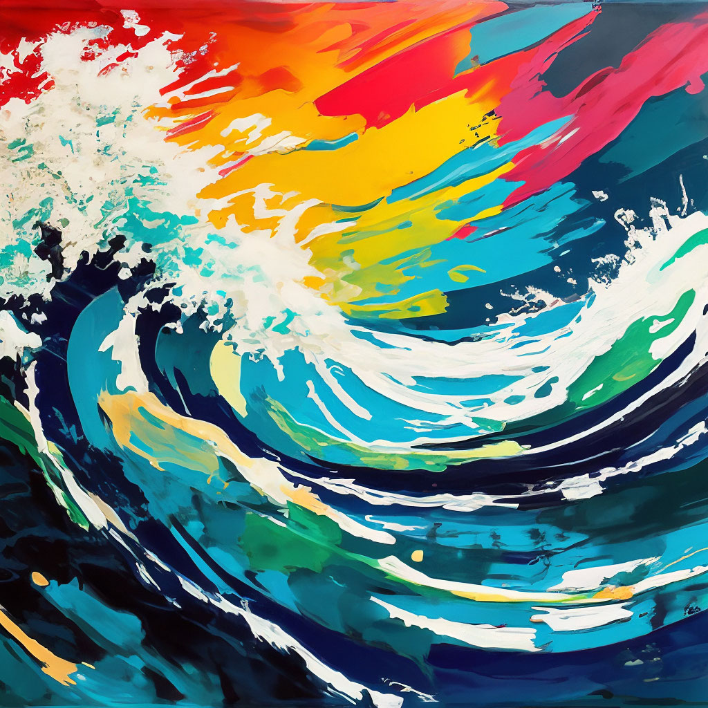 "Stormy ocean pop art abstract" — image created in Shedevrum