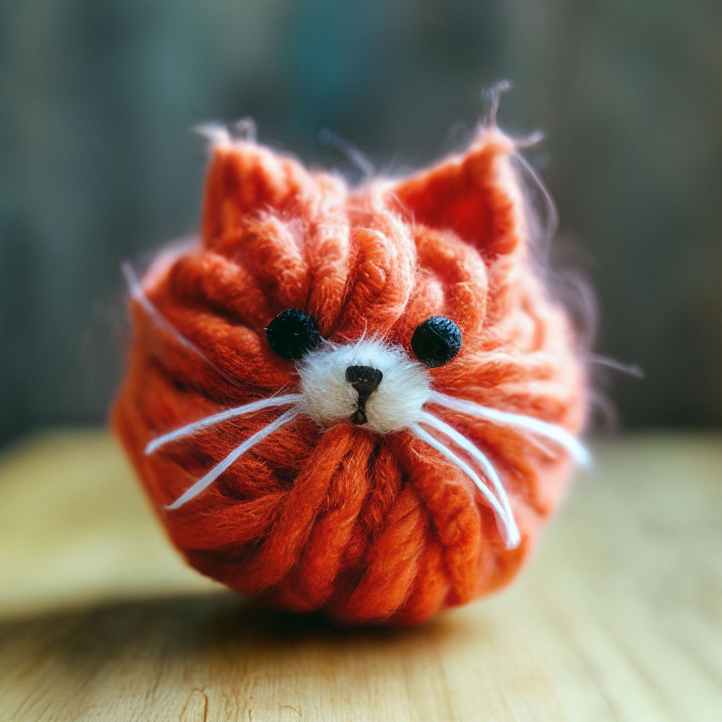 "A ball of wool in the form of a cat" — image created in Shedevrum