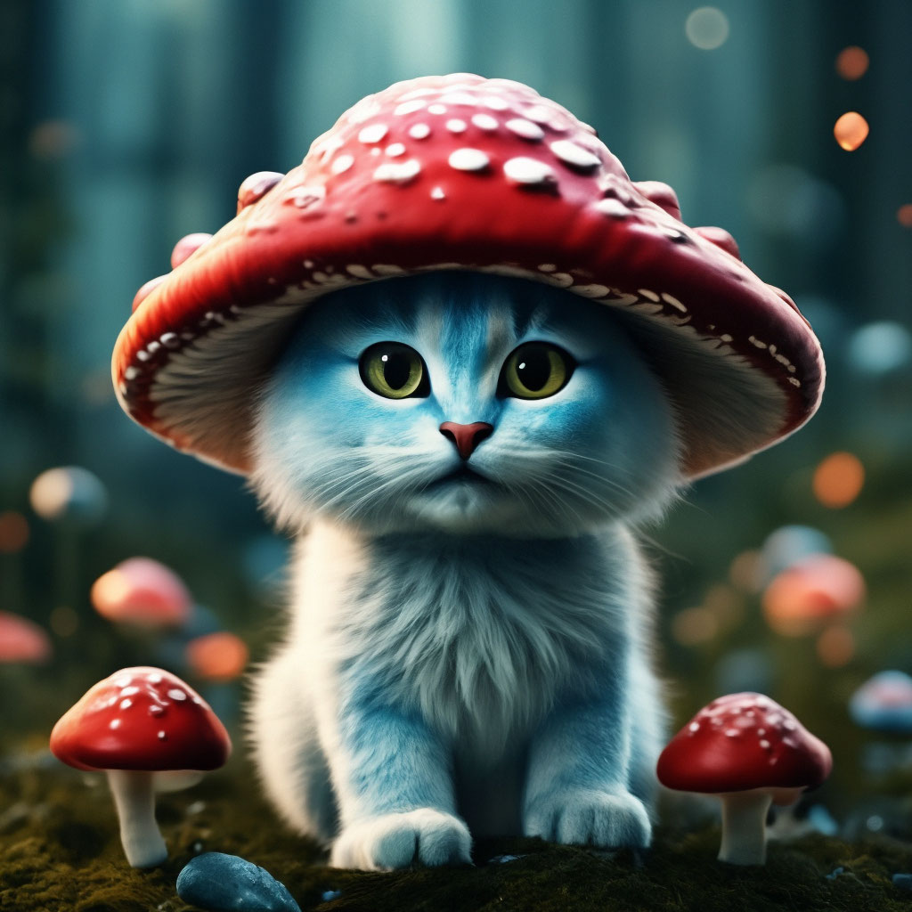 "Smurf cat mushroom, aesthetically pleasing, high resolution" — image ...