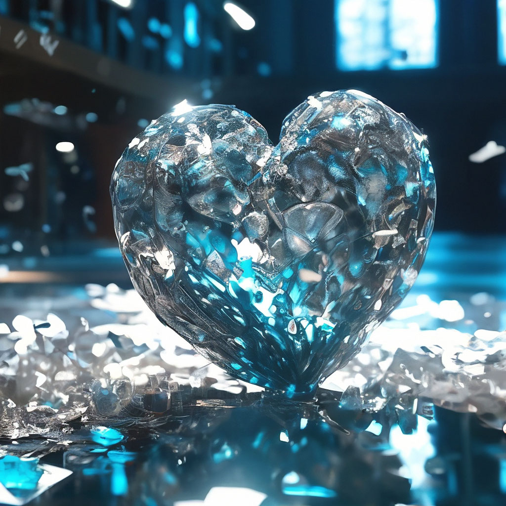 "The glass heart falls and breaks into thousands of pieces on the ...