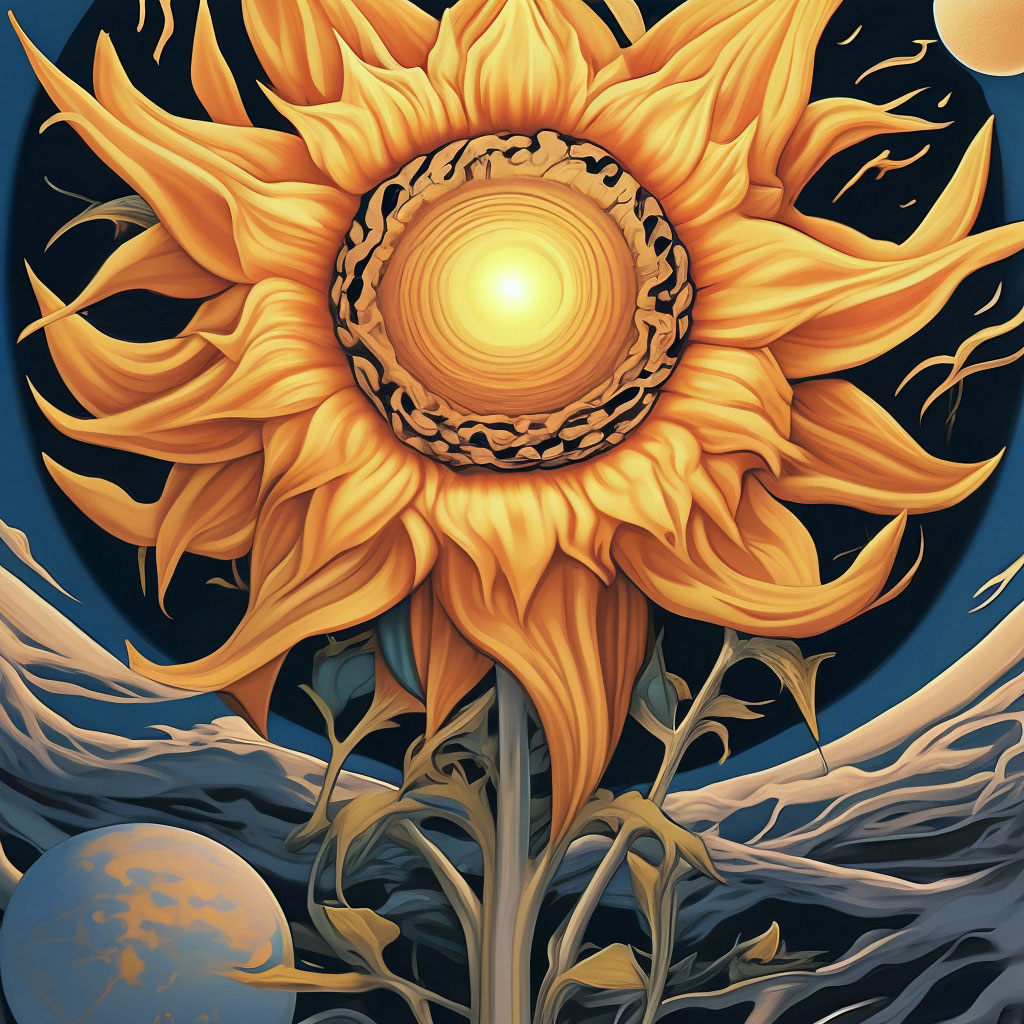 "The sun to decide, color illustration, horror aesthetics, detailed ...