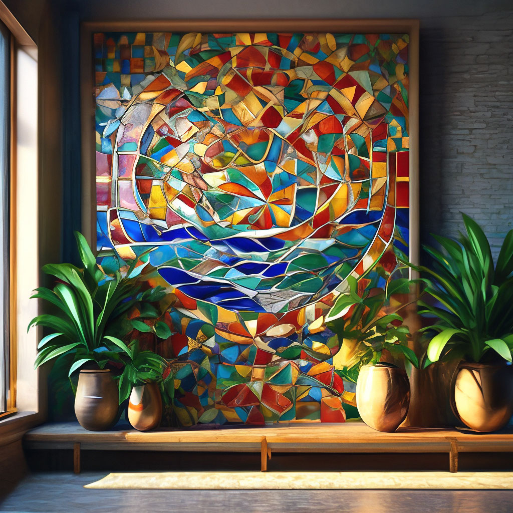 "Hyperrealism, three-dimensional panel made of Venetian mosaic storm at ...